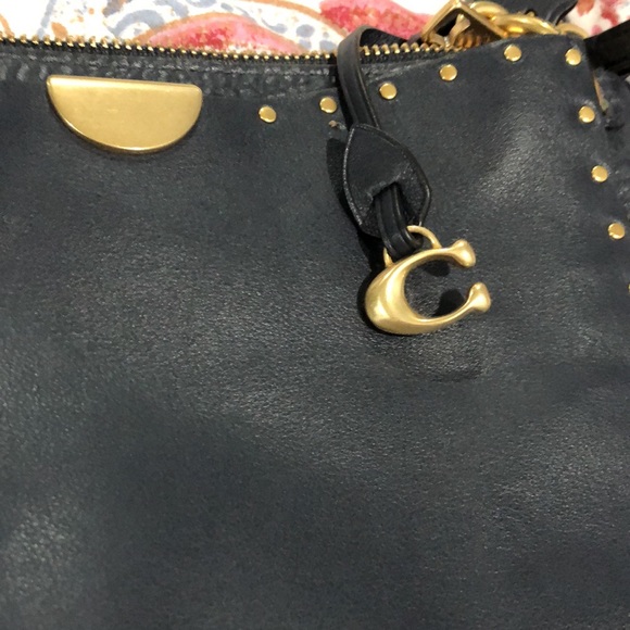 Coach | Bags | Coach Navy Purse With Gold Rivets | Poshmark